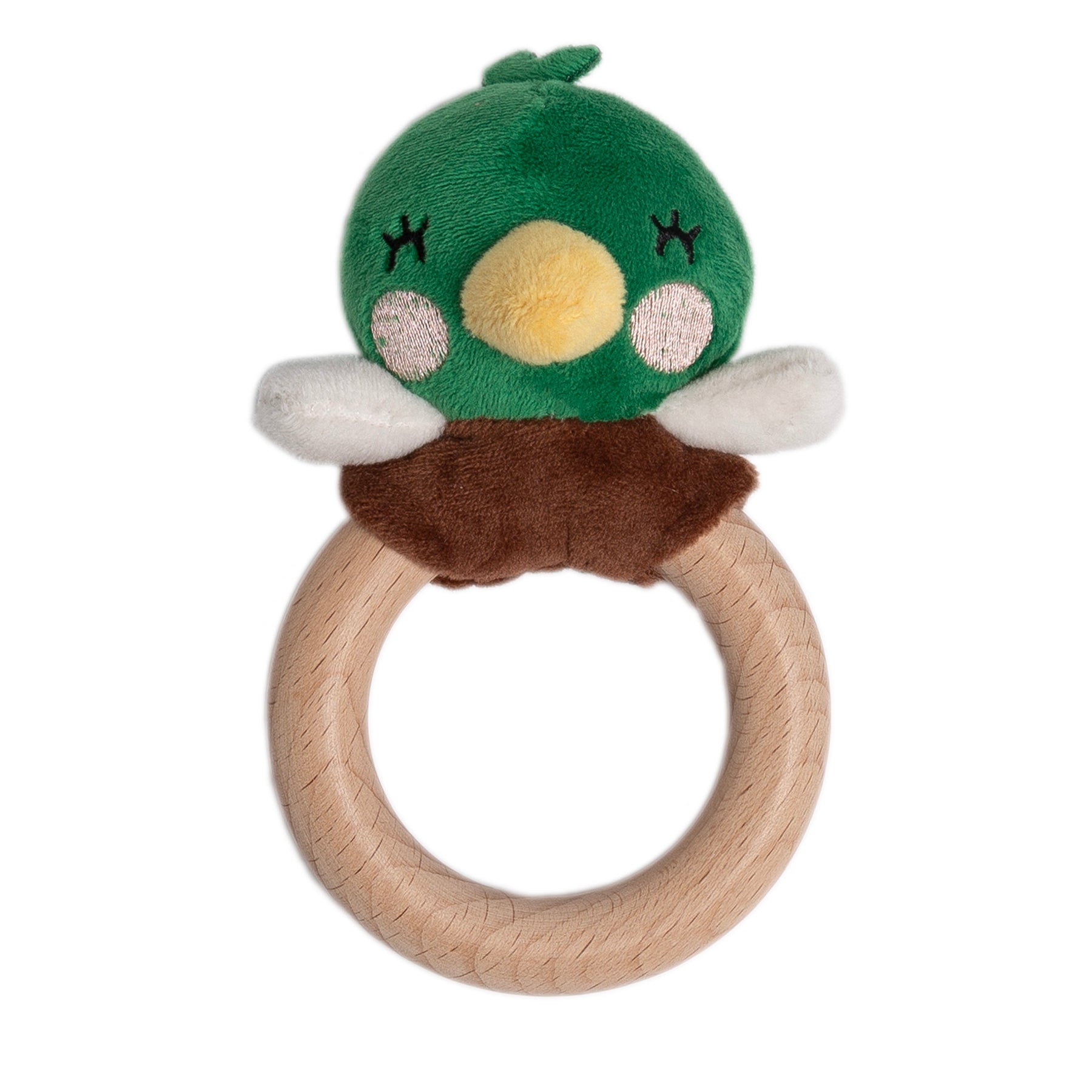 Mallard Duck Wooden & Plush Baby Teether by Pearhead – Pacifier Kids ...