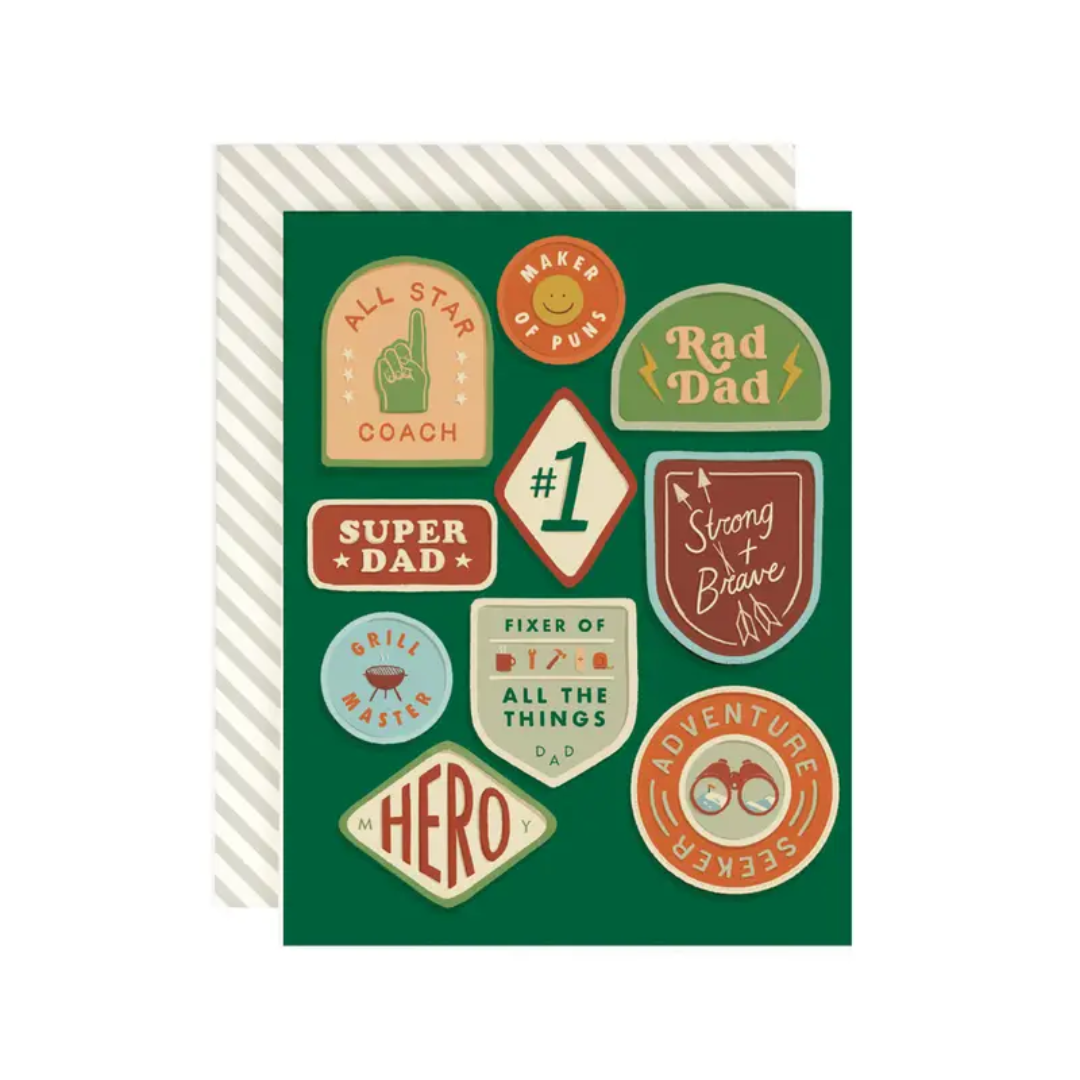 Dad Merit Badges Card by Amy Heitman – Pacifier Kids Boutique