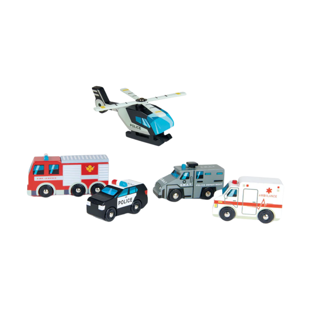 Emergency Vehicle Wooden Toy Set by Tender Leaf Toys – Pacifier Kids ...