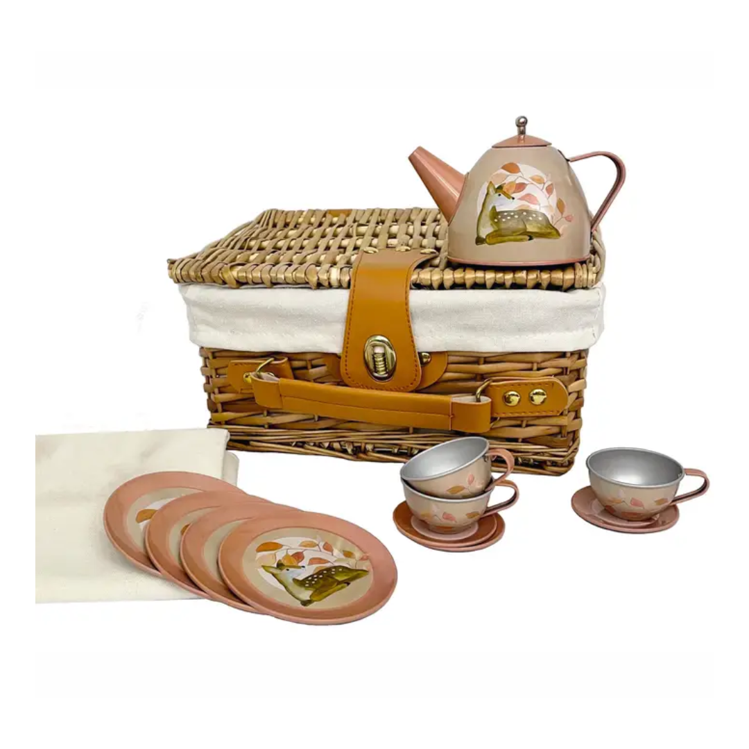 Fawn Tin Tea Set in A Wicker Case by Egmont – Pacifier Kids Boutique