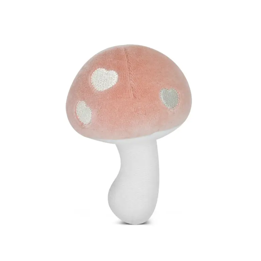 Mushroom Rattle - Pink Velour by Apple Park – Pacifier Kids Boutique