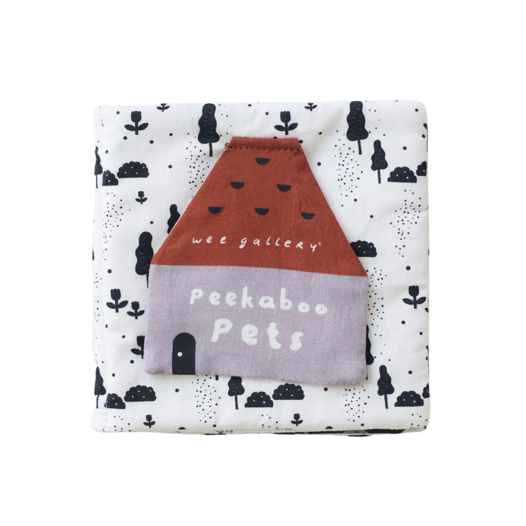 Wee Gallery Cloth Book: Peekaboo Pets – Pacifier Kids Boutique