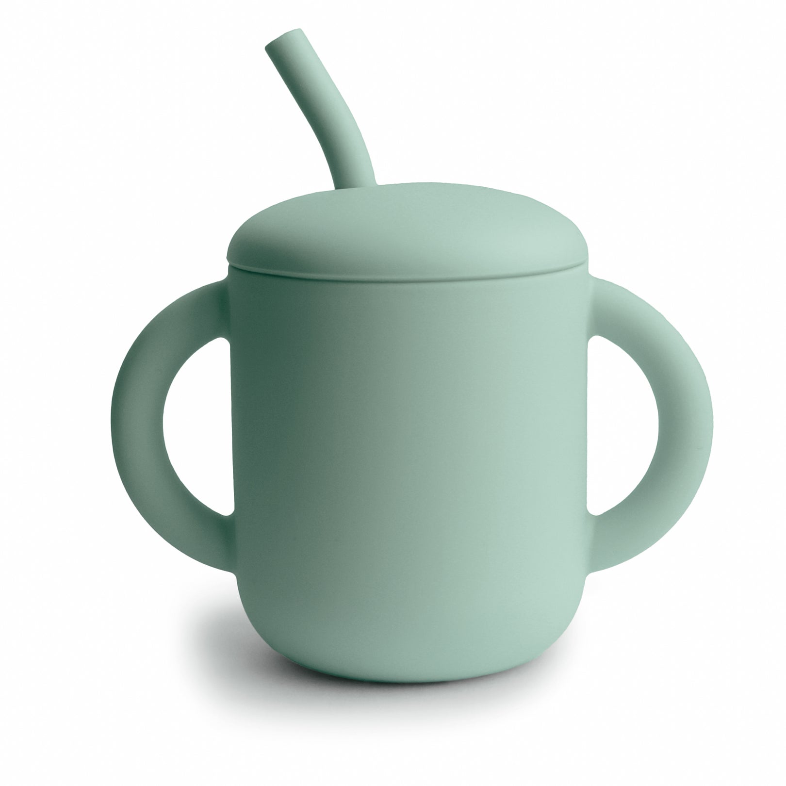 Silicone Training Cup + Straw - Cambridge Blue by Mushie & Co ...