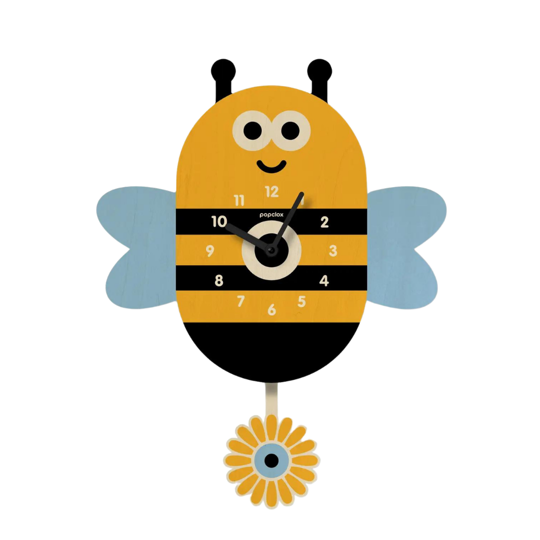 Bee Wood Pendulum Clock by Popclox – Pacifier Kids Boutique