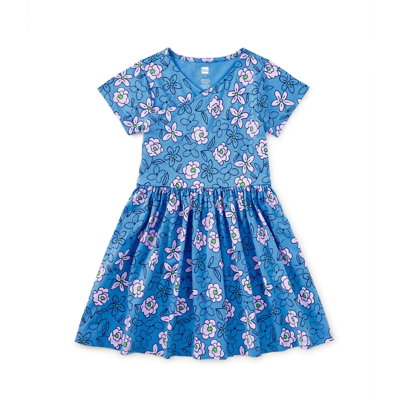 Short Sleeve Wrap Neck Dress - Carnation Toss by Tea Collection ...