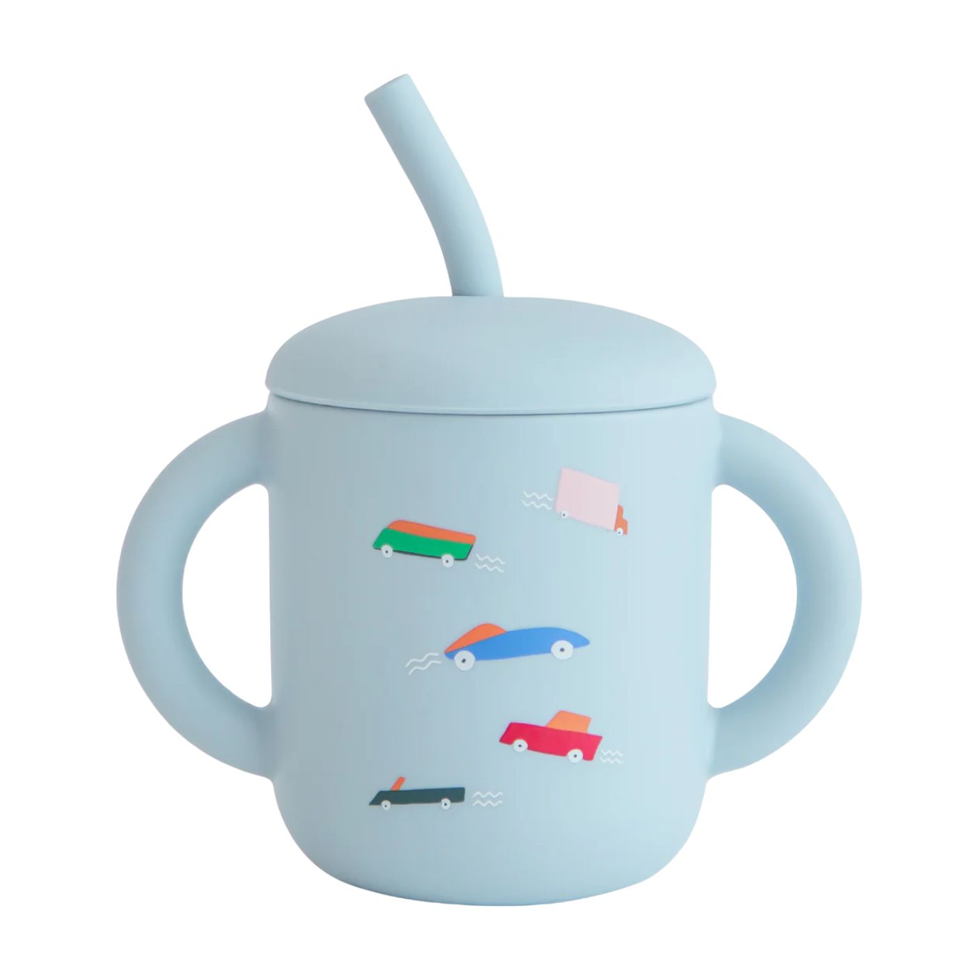 Silicone Training Cup + Straw - Retro Cars by Mushie & Co – Pacifier ...