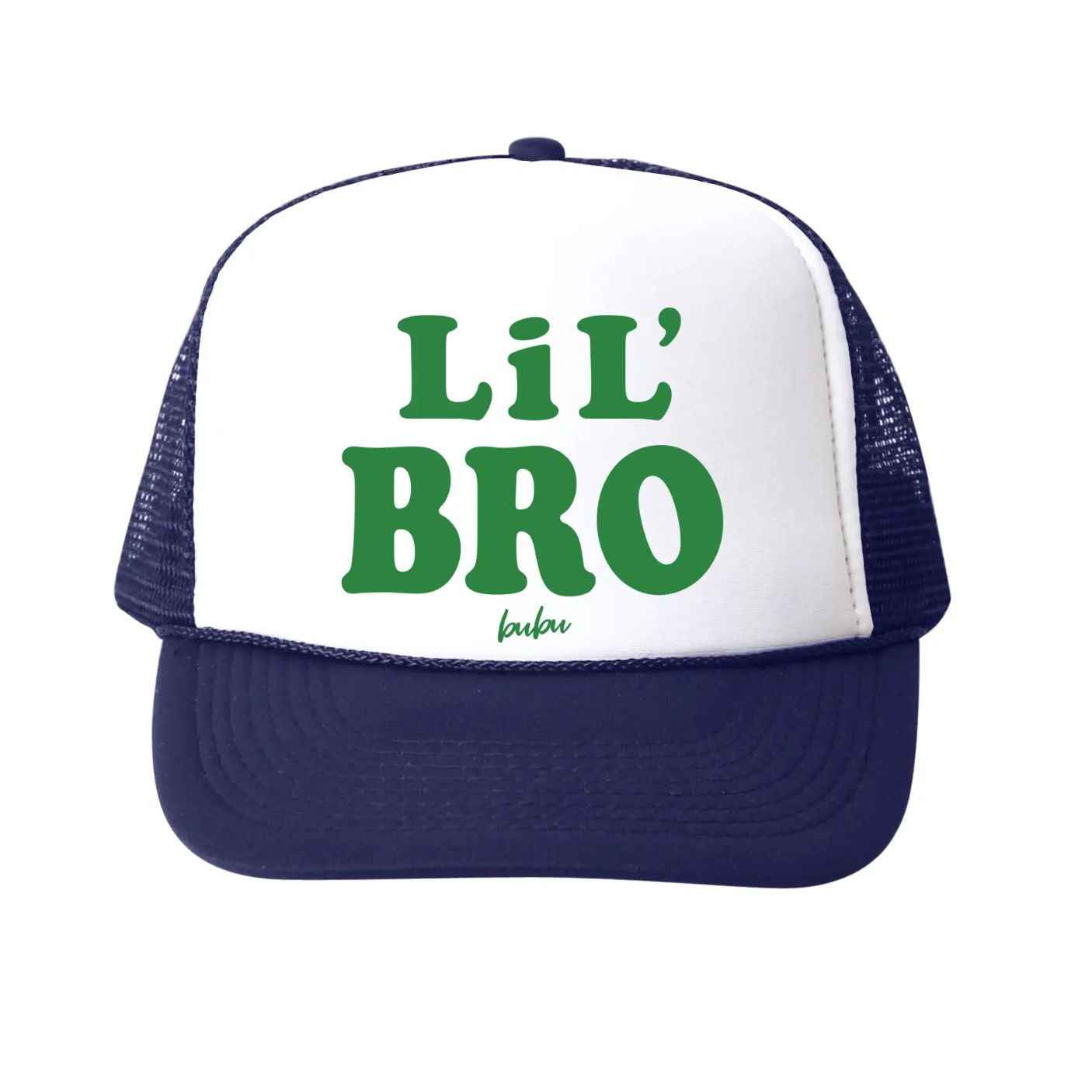 Lil' Bro Trucker Hat - Navy with Green by Bubu – Pacifier Kids Boutique