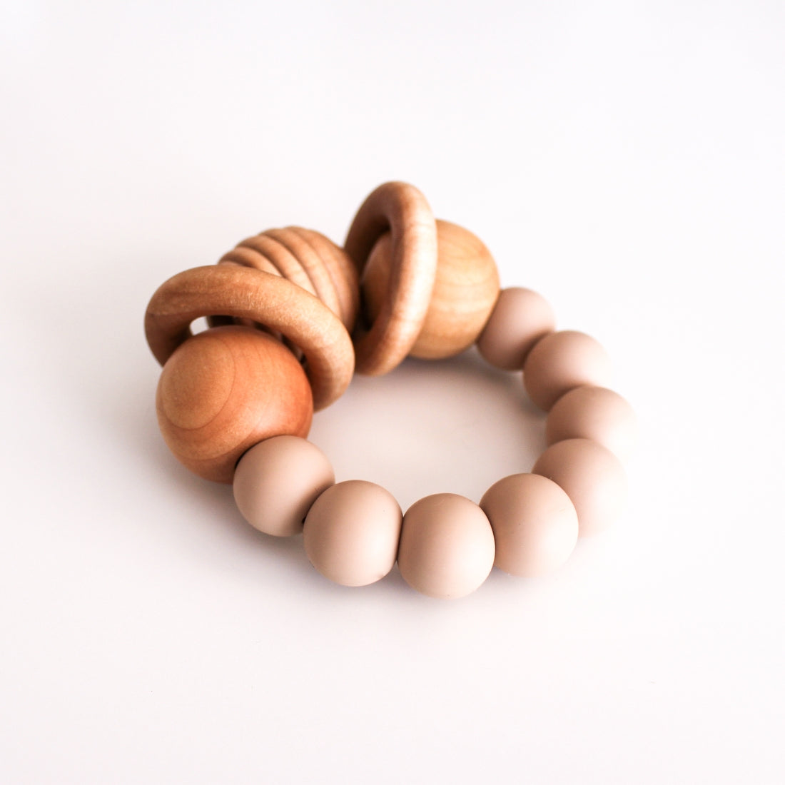 Wood and Silicone Teething Rattle - Oatmeal by Chelsea and Marbles ...