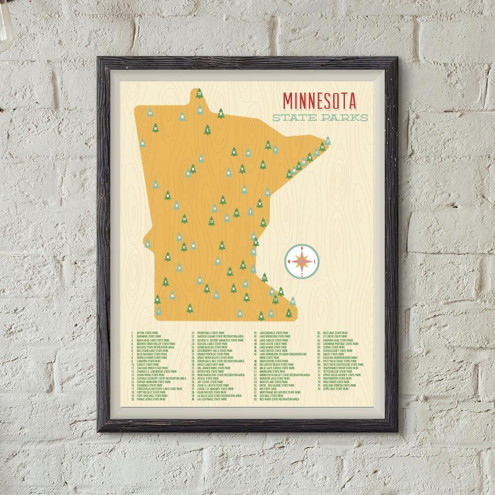 Minnesota State Parks Map Art Print by Sweetpea & Co – Pacifier Kids ...