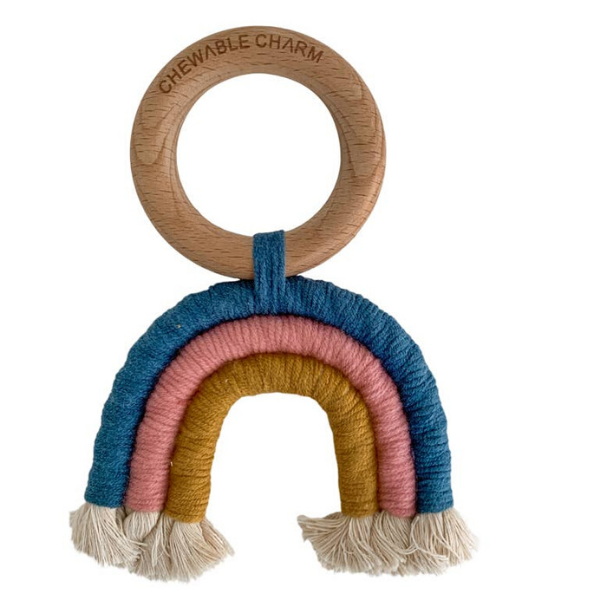 Rainbow Macrame Teether by Chewable Charm – Pacifier Kids Boutique