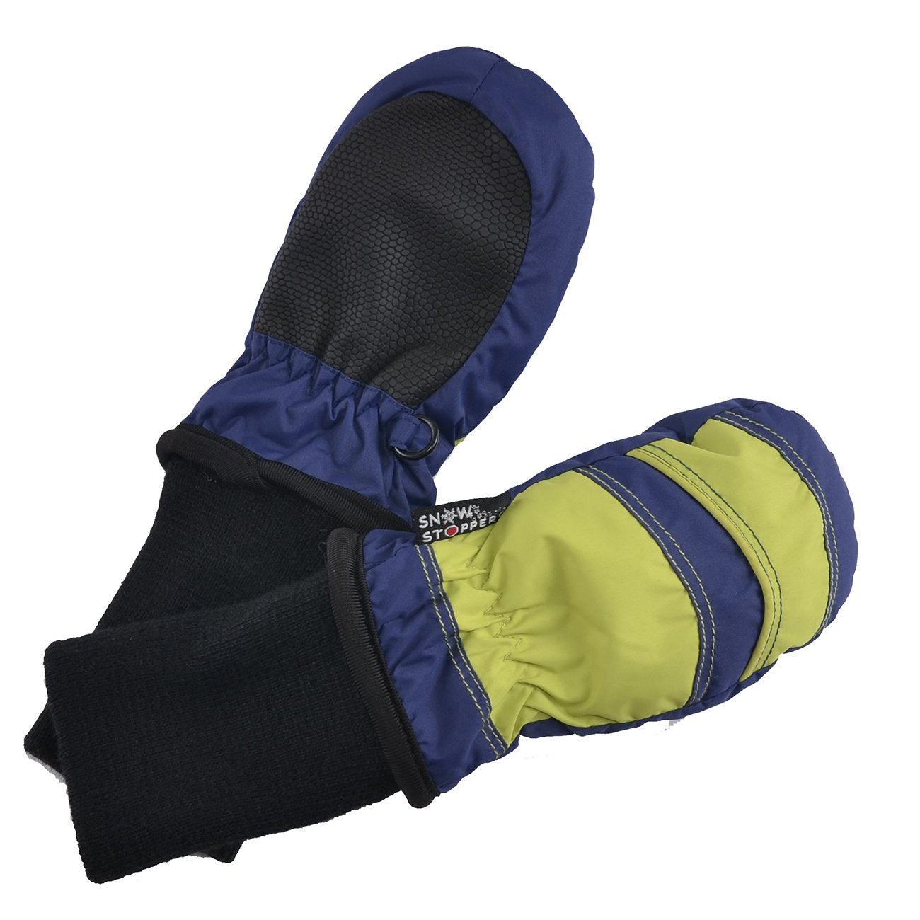 Waterproof Stay-On Mittens No Thumb - Navy Blue / Lime Green by SnowSt ...