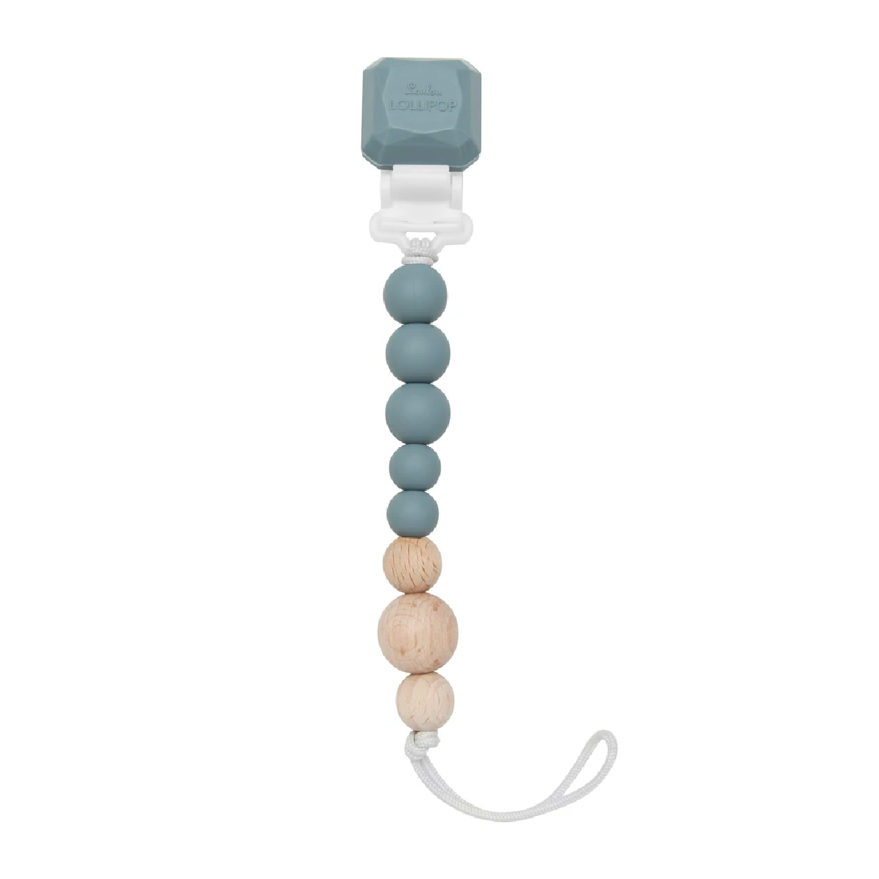 Color Pop Silicone + Wood Pacifier Clip - Slate by Loulou Lollipop ...