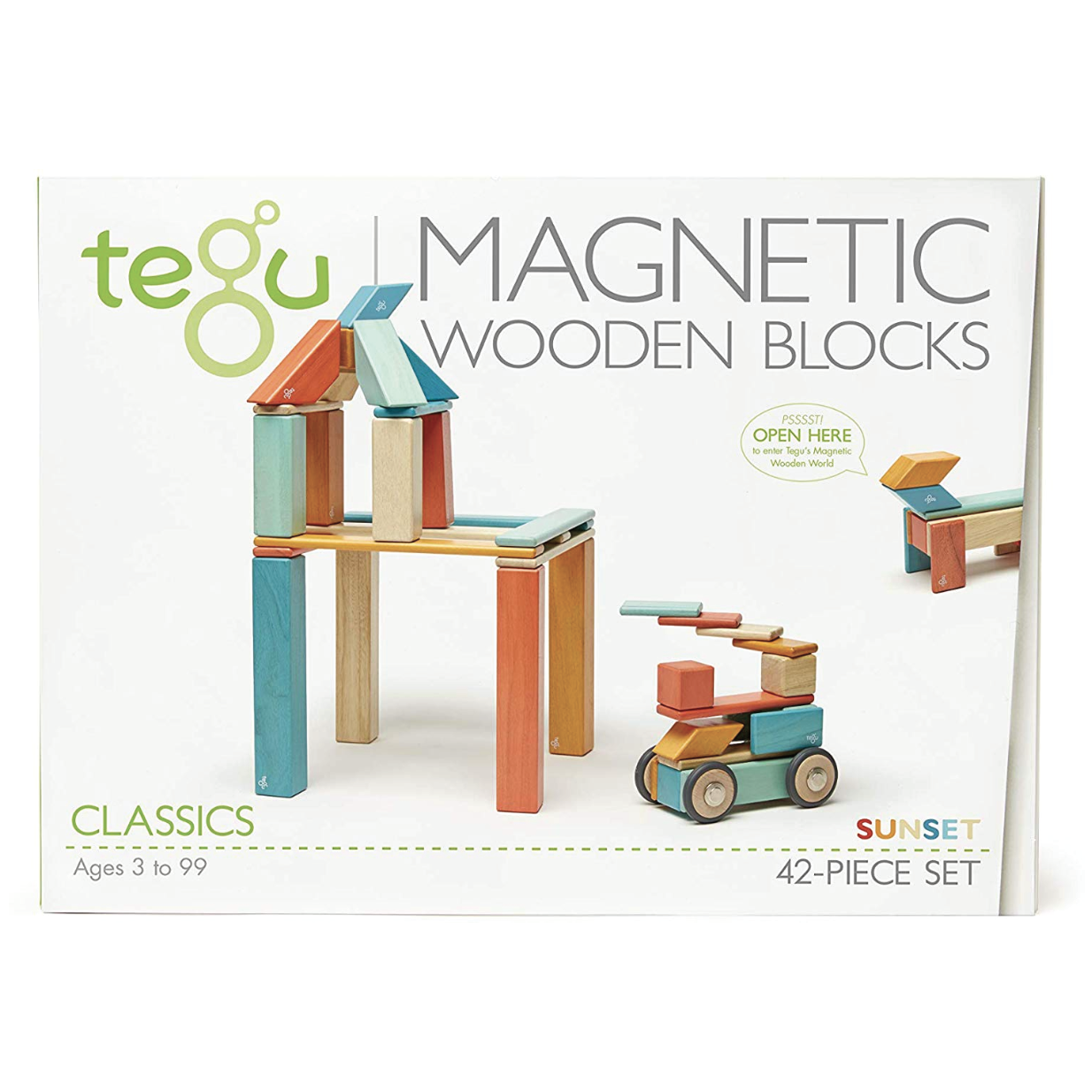 Magnetic Block Set 42 Pc Set - Sunset by Tegu – Pacifier Kids Boutique