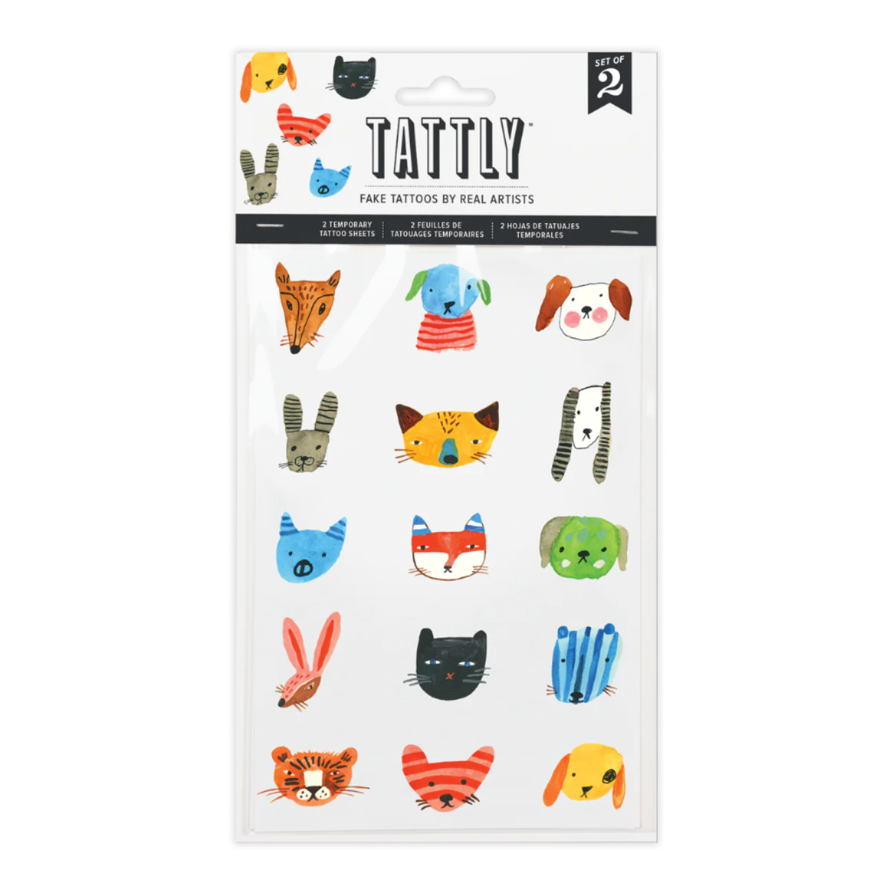 Fuzzy Faces Sheet Tattoos - Set of 2 by Tattly – Pacifier Kids Boutique